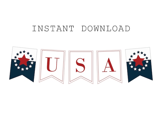 USA Banner Printable instant DOWNLOAD Non-Editable Text | Etsy