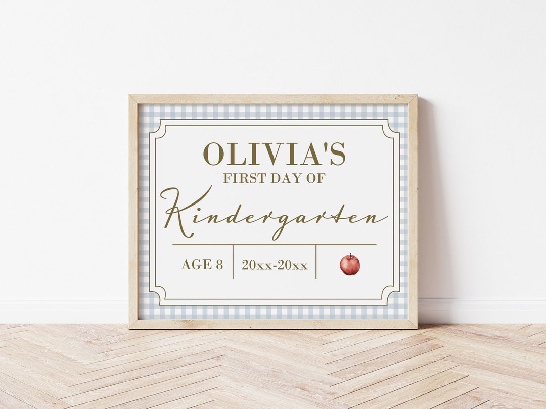 Editable First Day of Kindergarten Sign INSTANT DOWNLOAD Printable back ...