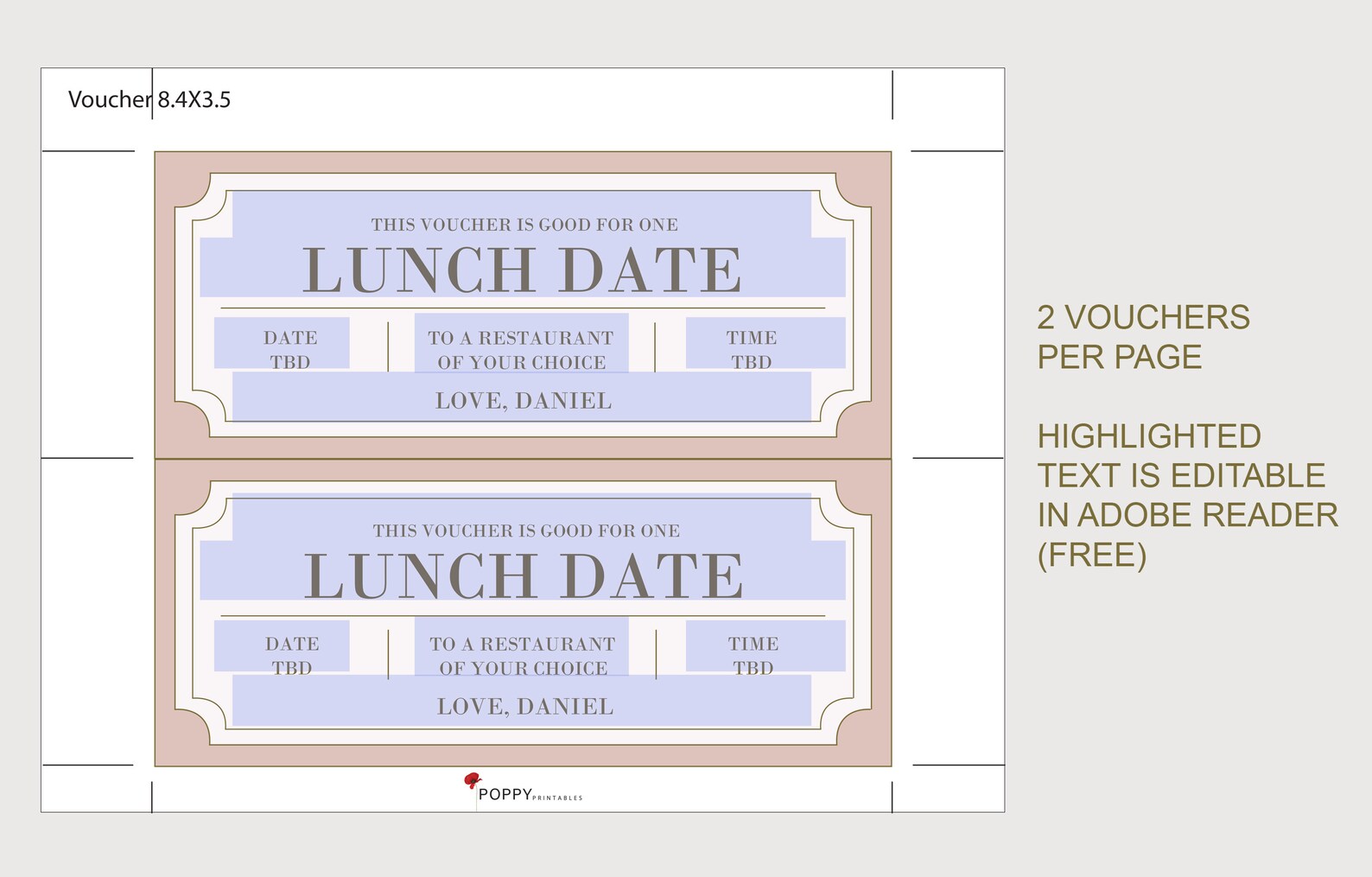 Lunch Coupon Voucher INSTANT DOWNLOAD EDITABLE Text | Etsy
