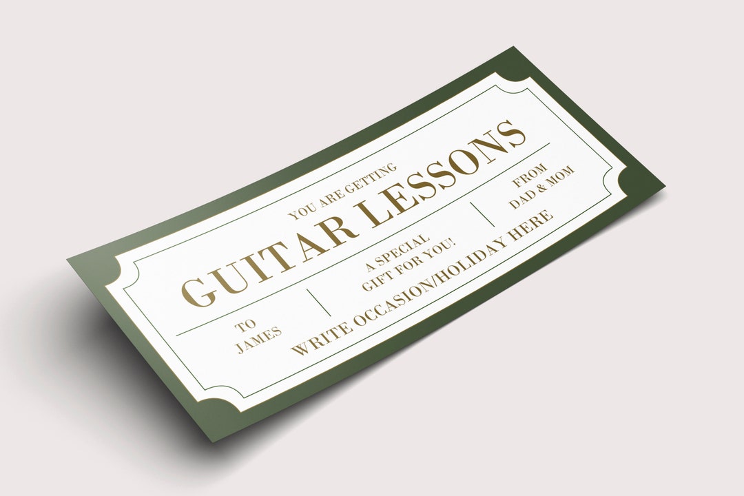 Guitar Lessons Coupon Voucher - INSTANT DOWNLOAD - EDITABLE Text ...