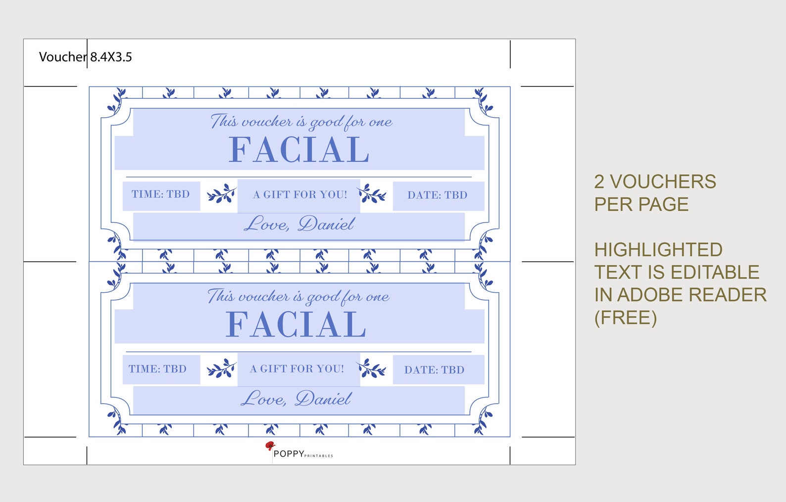 Facial Coupon Voucher - INSTANT DOWNLOAD - EDITABLE Text - Printable ...