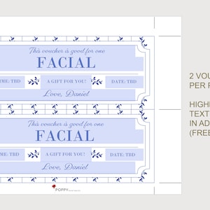 Facial Coupon Voucher - INSTANT DOWNLOAD - EDITABLE Text - Printable ...