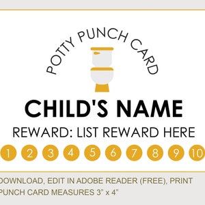 Printable Potty Punch Card - INSTANT DOWNLOAD - EDITABLE Text ...