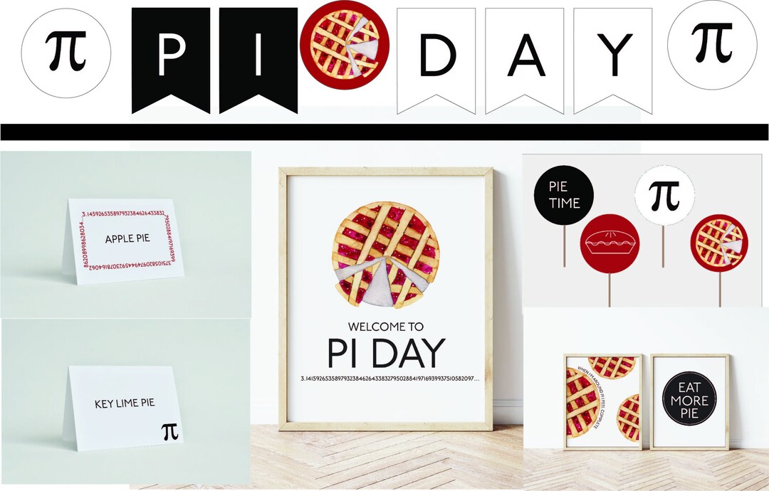 Pi Day Party Printable Bundle - INSTANT DOWNLOAD - Non-editable Text ...