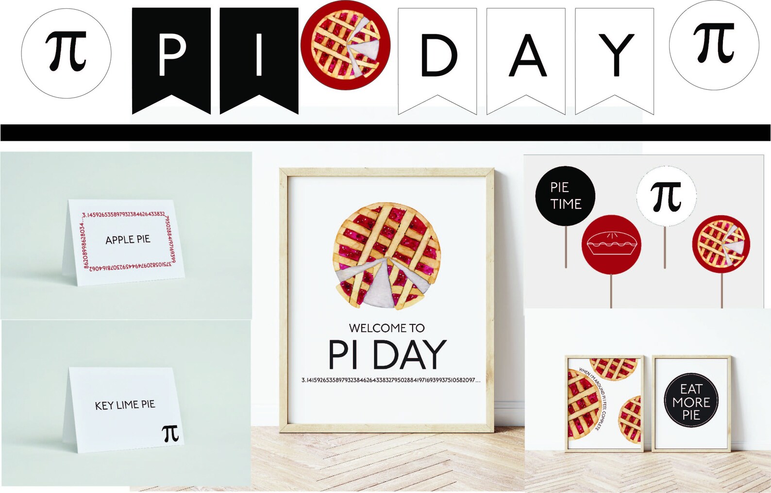 Pi Day Party Printable Bundle INSTANT DOWNLOAD Non-editable Text Pie ...