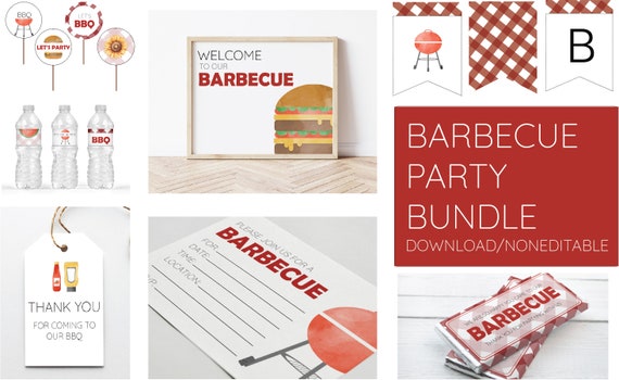 BBQ Party Printable Bundle INSTANT DOWNLOAD Non-editable - Etsy