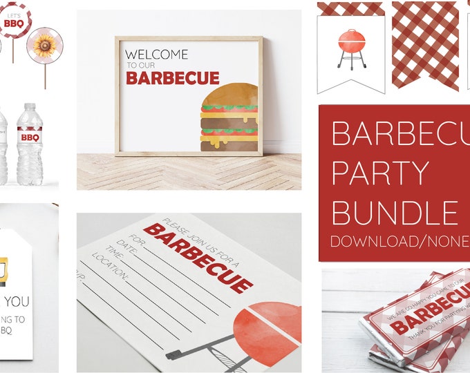 BBQ Party Printable Bundle INSTANT DOWNLOAD Non-editable - Etsy