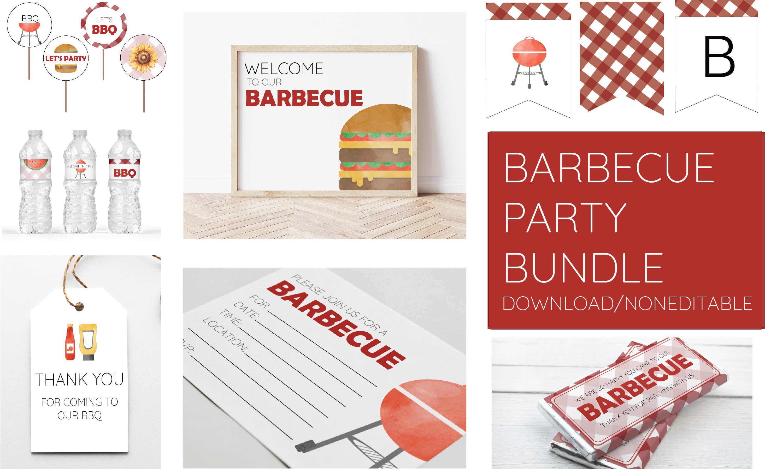 BBQ Party Printable Bundle INSTANT DOWNLOAD Non-Editable | Etsy