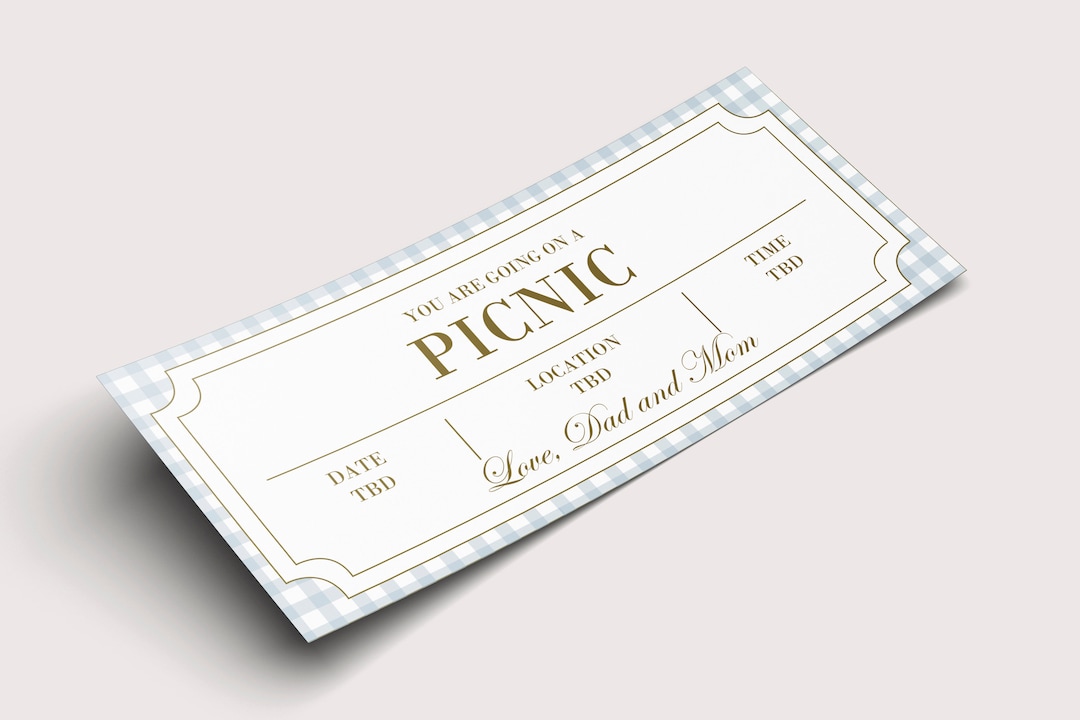 Picnic Coupon Voucher Printable - INSTANT DOWNLOAD - EDITABLE Text ...