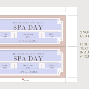 Spa Day Voucher - INSTANT DOWNLOAD - EDITABLE Text - Printable, Spa ...