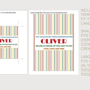 Kindergarten Preschool Graduation Candy Bar Wrapper - INSTANT DOWNLOAD ...