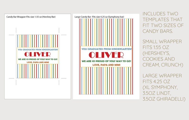 Kindergarten Preschool Graduation Candy Bar Wrapper INSTANT - Etsy