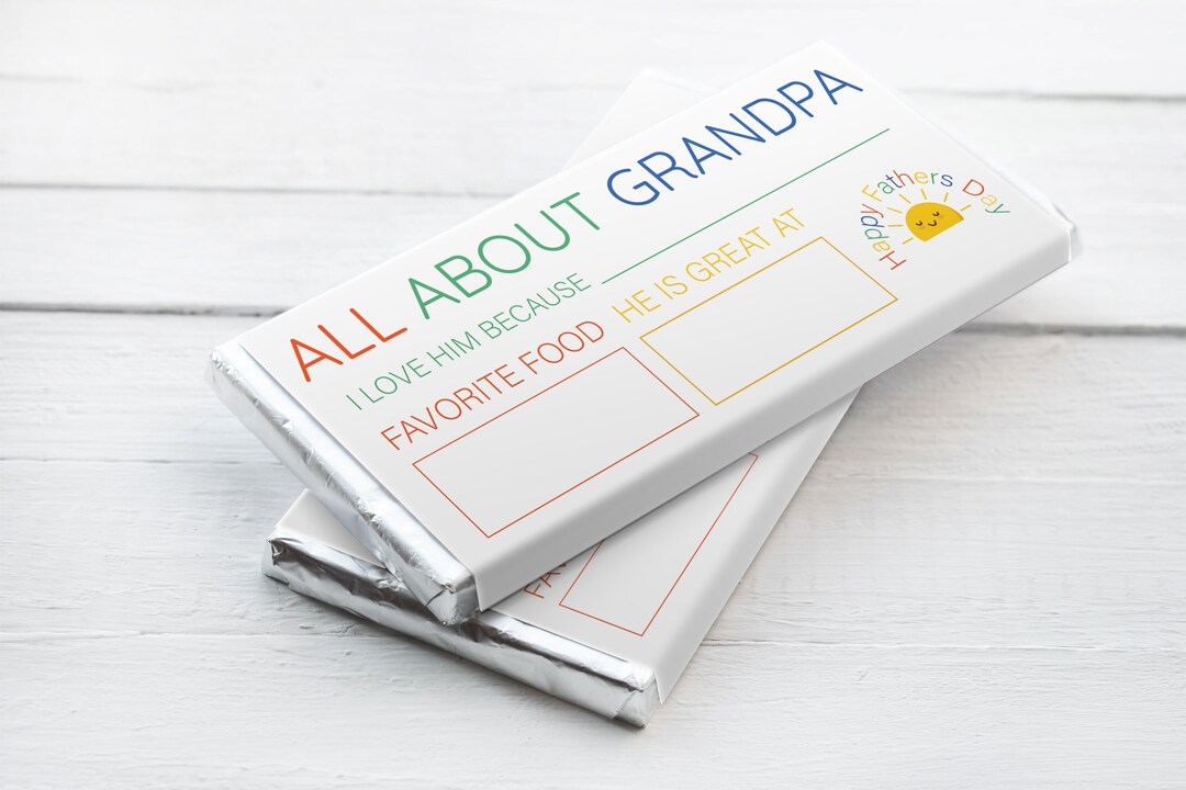 Printable All About Grandpa Candy Bar Wrapper - INSTANT DOWNLOAD ...