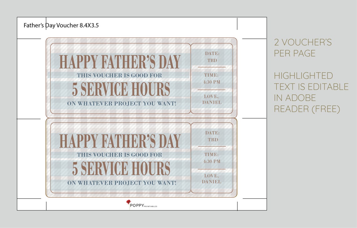 Father's Day Gift Voucher - INSTANT DOWNLOAD - EDITABLE Text ...