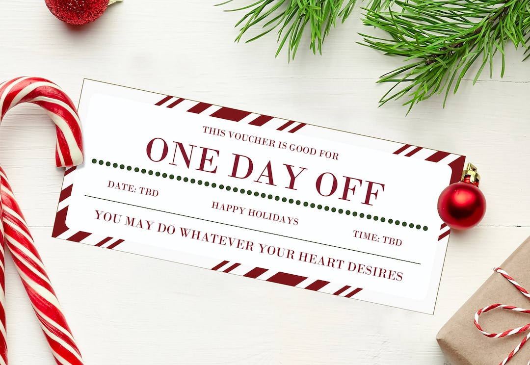Christmas Day off Coupon Gift Certificate - INSTANT DOWNLOAD - EDITABLE ...