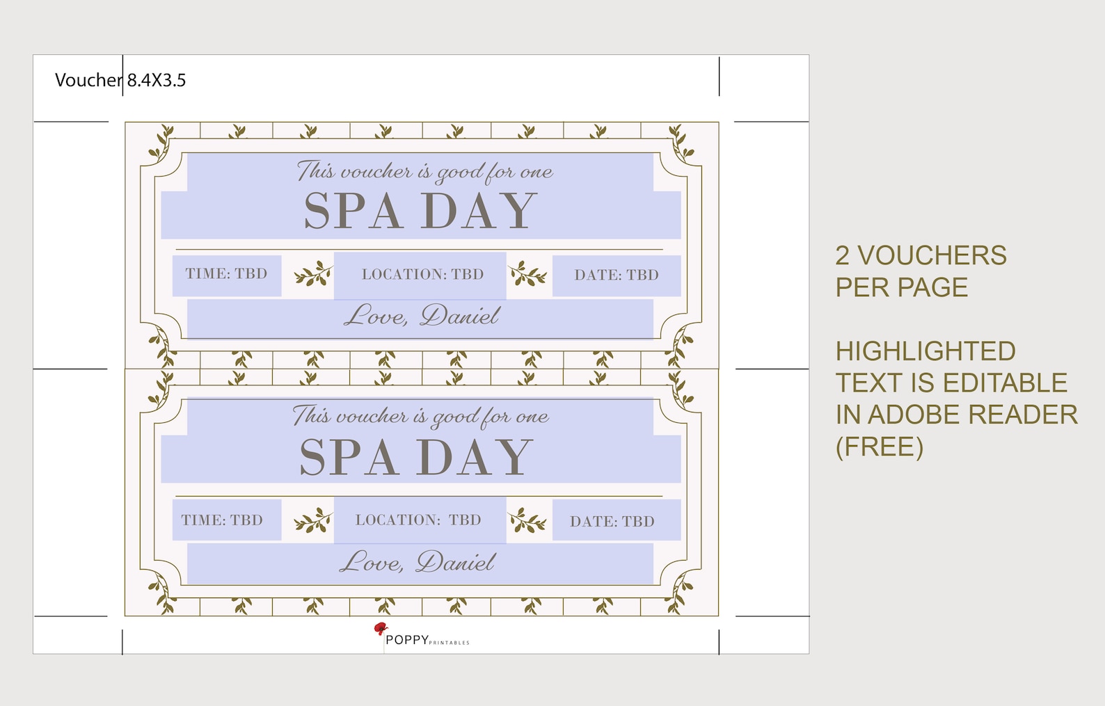 Spa Day Coupon Voucher - INSTANT DOWNLOAD - EDITABLE Text - Printable ...