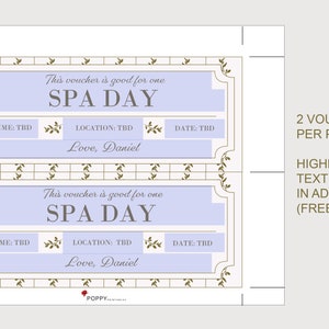Spa Day Coupon Voucher - INSTANT DOWNLOAD - EDITABLE Text - Printable ...