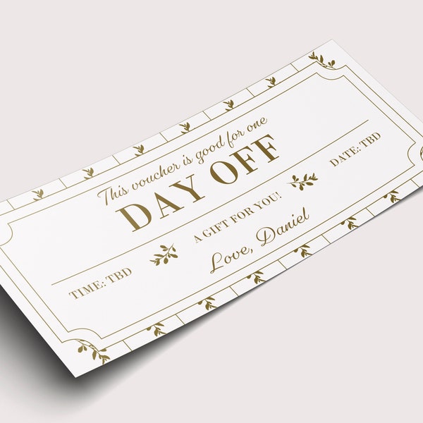 Printable Paid Day off Coupon - Etsy