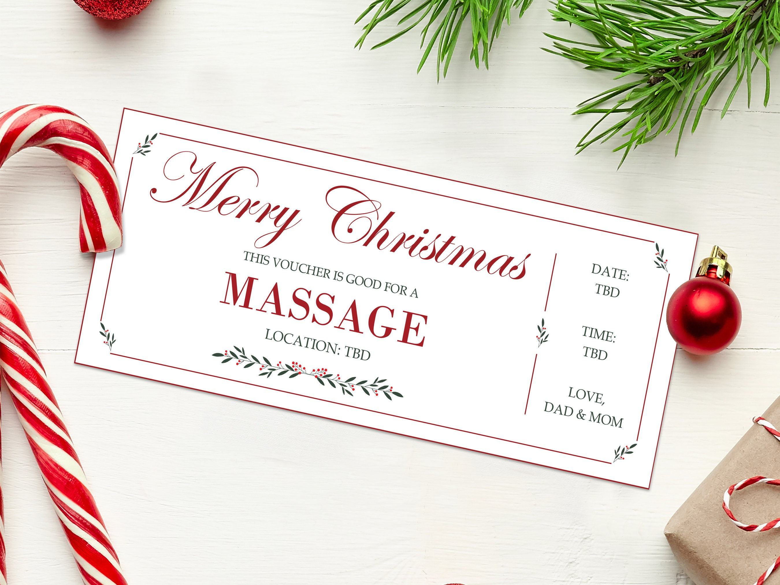 Christmas Massage Gift Certificates