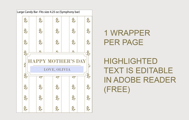 Mother's Day EDITABLE Candy Bar Wrapper INSTANT DOWNLOAD - Etsy