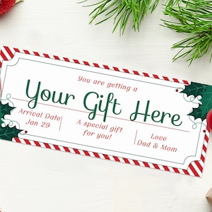 Christmas Your Gift Here Certificate Coupon - INSTANT DOWNLOAD ...