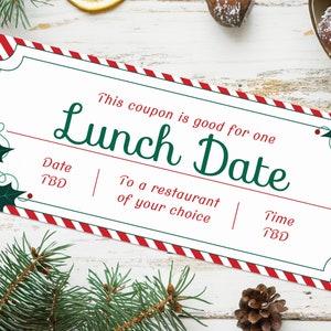 Christmas Lunch Date Gift Certificate Coupon - INSTANT DOWNLOAD ...