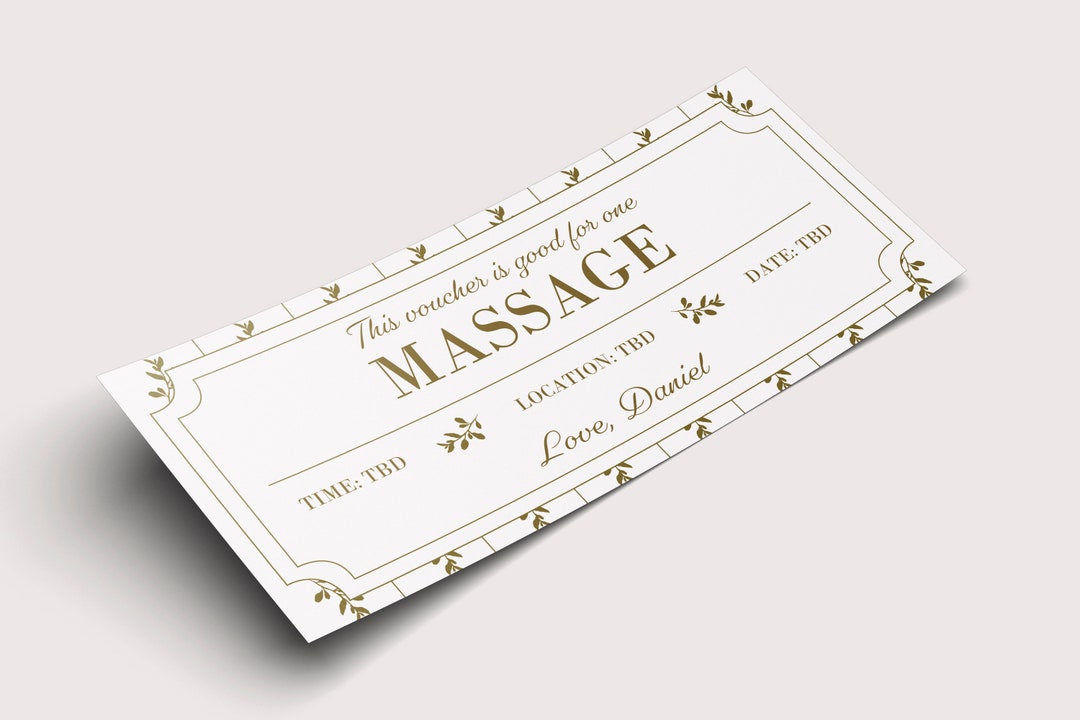 Massage Gift Voucher - INSTANT DOWNLOAD - EDITABLE Text - Printable ...