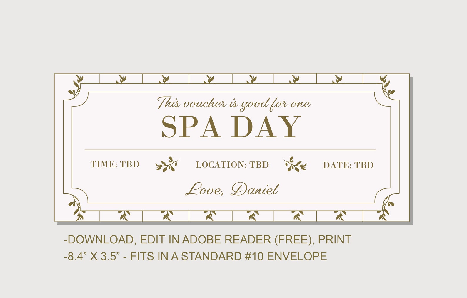 Spa Day Coupon Voucher - INSTANT DOWNLOAD - EDITABLE Text - Printable ...
