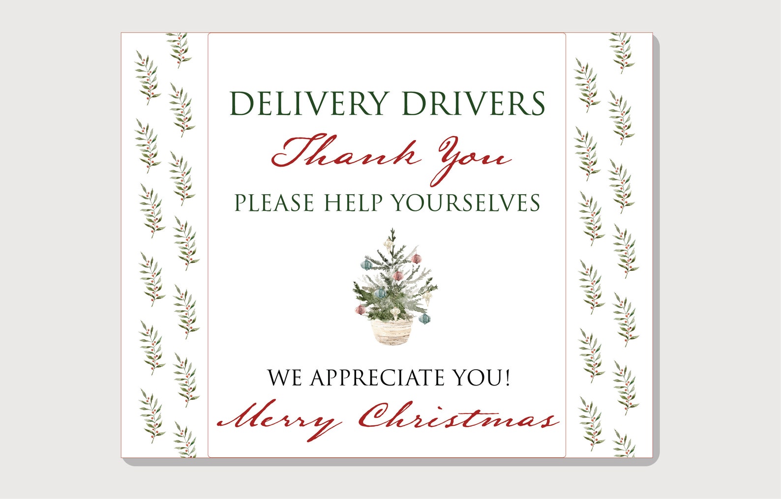 Delivery Driver Thank You Sign INSTANT DOWNLOAD Printable - Etsy
