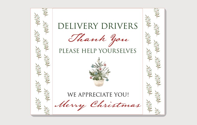 Delivery Driver Thank You Sign INSTANT DOWNLOAD Printable - Etsy