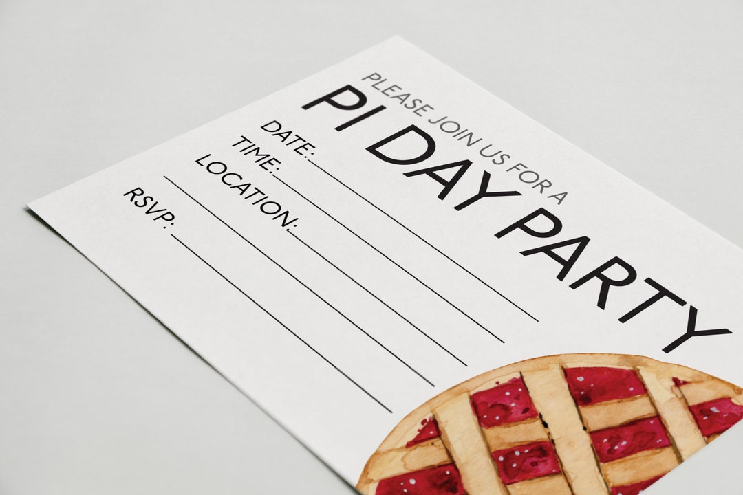 Pi Day Party Invite Printable - INSTANT DOWNLOAD - Non-editable Text ...