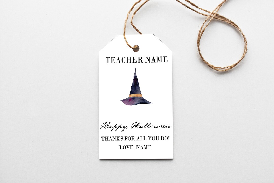 Halloween Teacher Gift Tag - INSTANT DOWNLOAD - Personalize, Happy ...