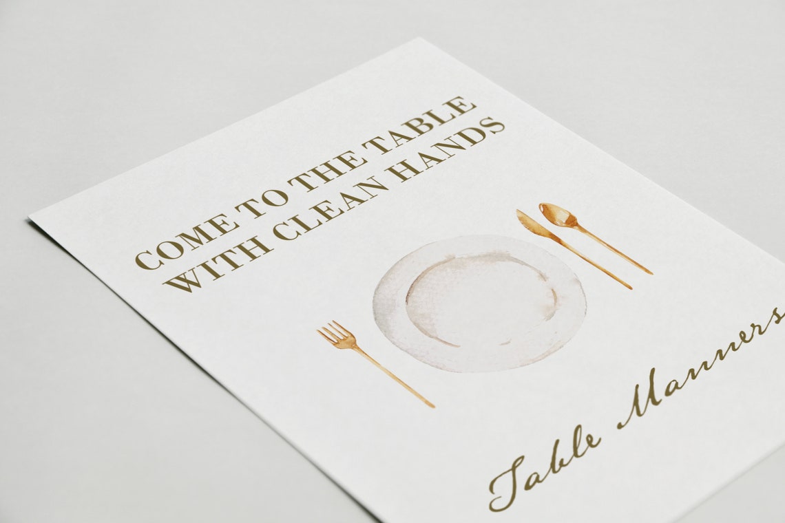 Table Manners Cards INSTANT DOWNLOAD NONEDITABLE Text - Etsy