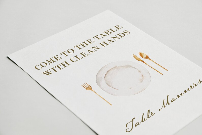 Table Manners Cards INSTANT DOWNLOAD NONEDITABLE Text - Etsy