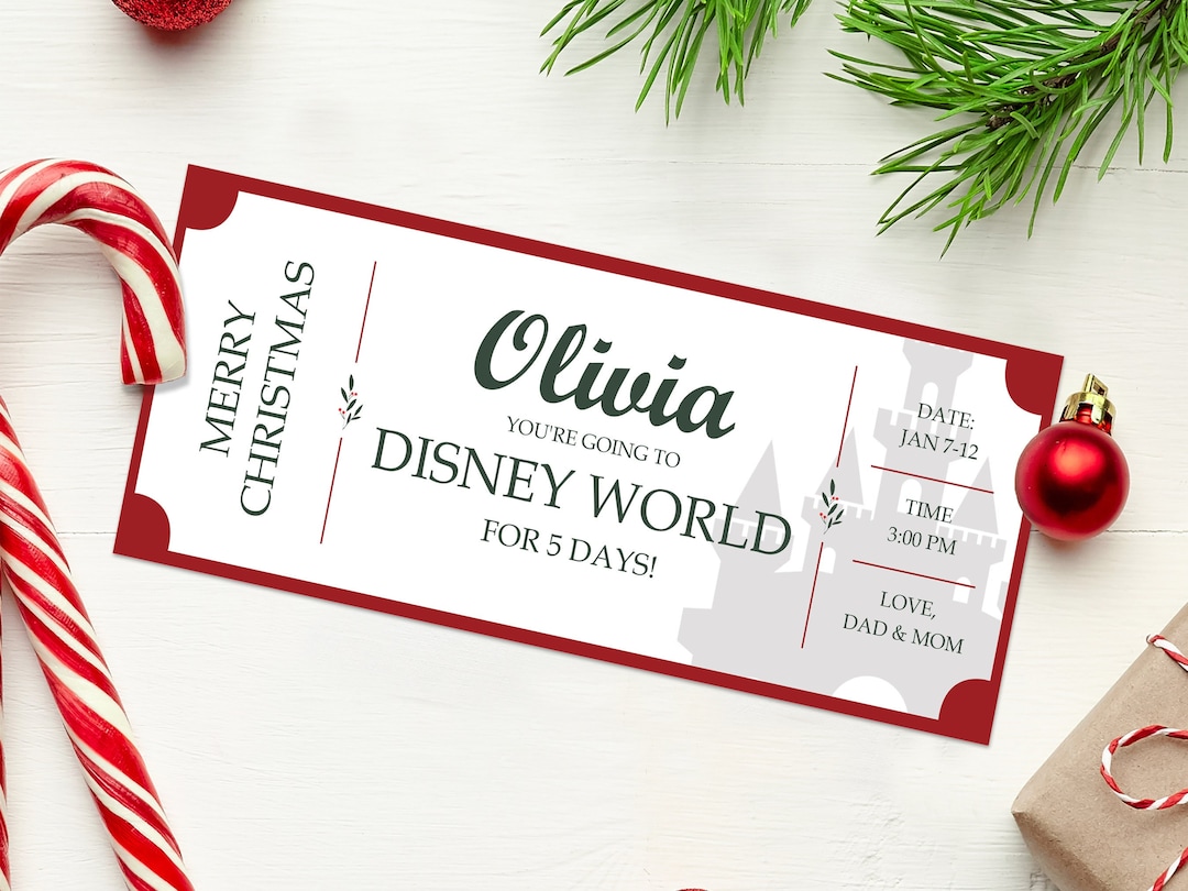 Christmas Surprise Theme Park Vacation Coupon - INSTANT DOWNLOAD ...