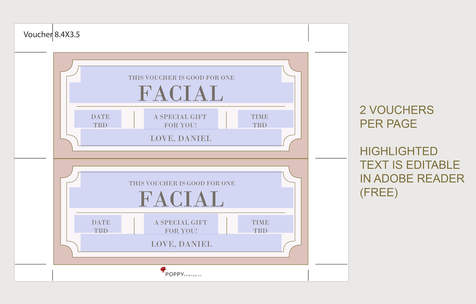 Facial Coupon Voucher - INSTANT DOWNLOAD - EDITABLE Text - Printable ...