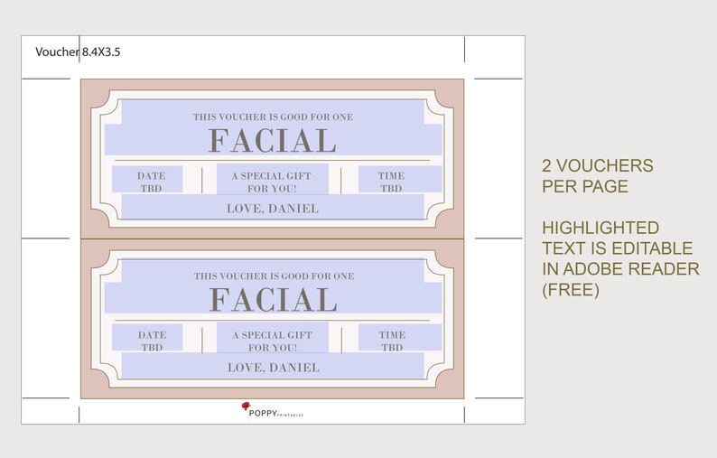 Facial Coupon Voucher - INSTANT DOWNLOAD - EDITABLE Text - Printable ...