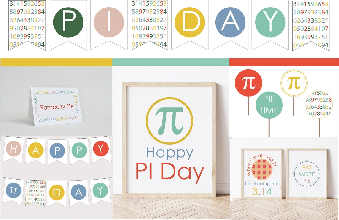 Pi Day Party Printable Bundle - INSTANT DOWNLOAD - Editable Text - Pie ...