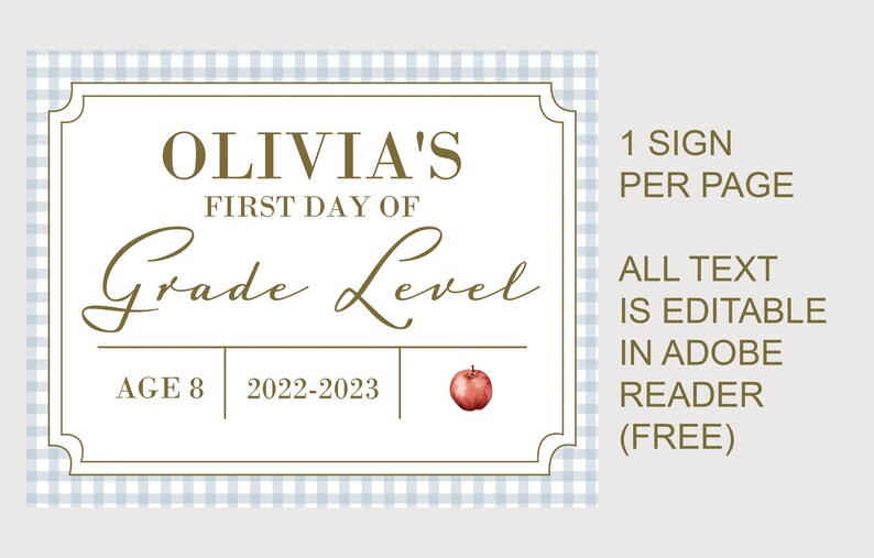 Editable First Day of School Sign Printable - INSTANT DOWNLOAD ...