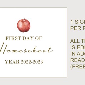 Editable First Day of Homeschool - INSTANT DOWNLOAD - Printable -back ...