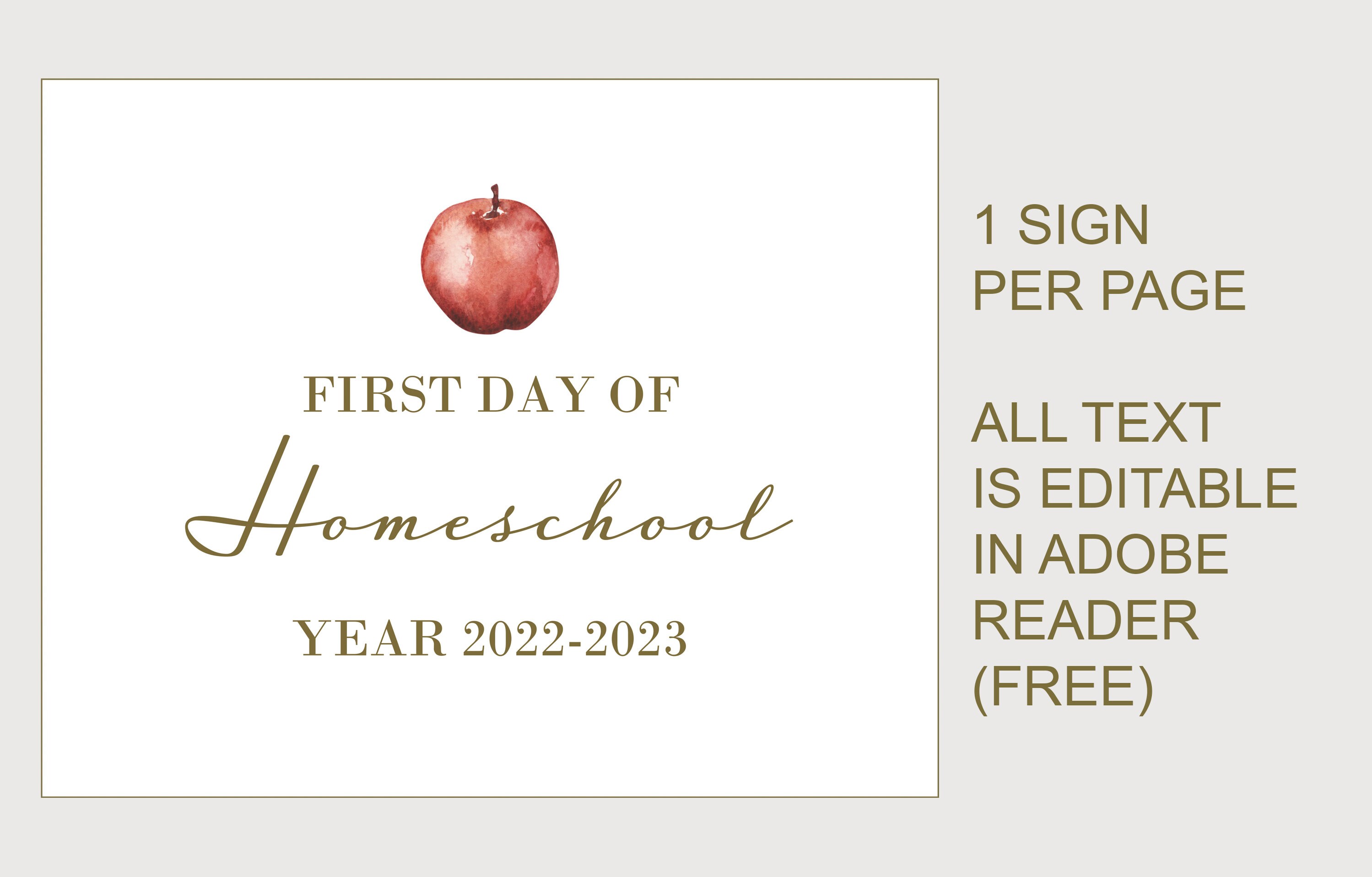 Editable First Day of Homeschool - INSTANT DOWNLOAD - Printable -back ...
