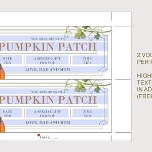 EDITABLE Halloween Activity Pumpkin Patch Gift Certificate Coupon ...