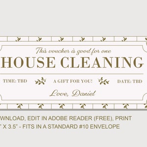 House Cleaning Coupon Voucher - INSTANT DOWNLOAD - EDITABLE Text ...