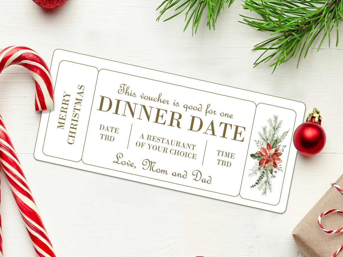 Christmas Dinner Coupon Voucher - INSTANT DOWNLOAD - EDITABLE Text ...