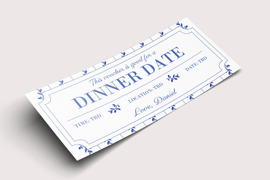 Dinner Date Coupon Voucher - INSTANT DOWNLOAD - EDITABLE Text ...