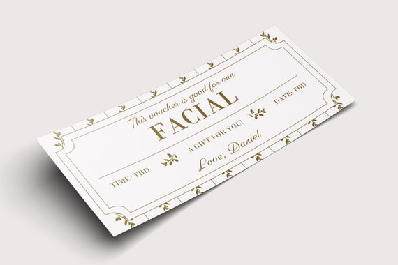 Facial Coupon Voucher INSTANT DOWNLOAD EDITABLE Text - Etsy