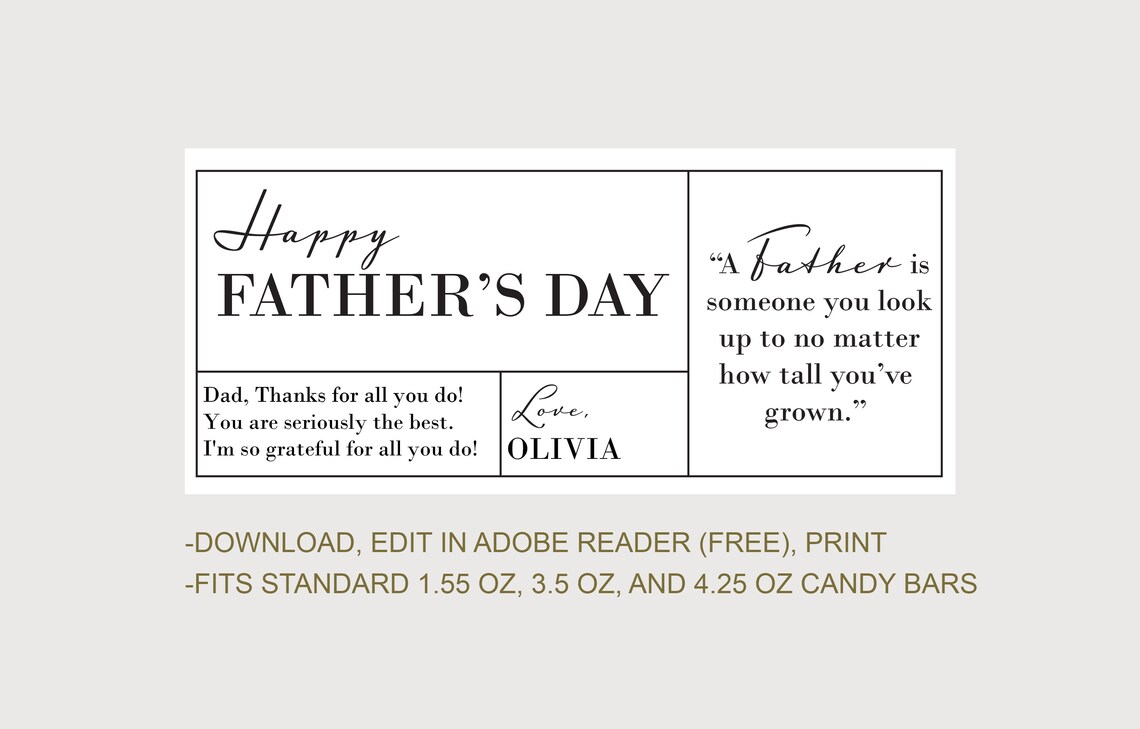 Printable Father's Day Candy Bar Wrapper INSTANT | Etsy