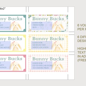 Bunny Bucks Printables - INSTANT DOWNLOAD - EDITABLE Text - Non Food ...