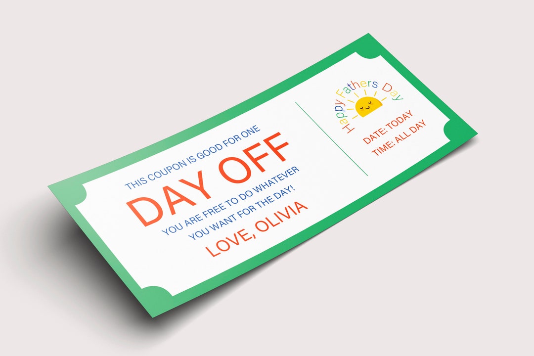 Father's Day off Coupon Gift Certificate - INSTANT DOWNLOAD - EDITABLE ...