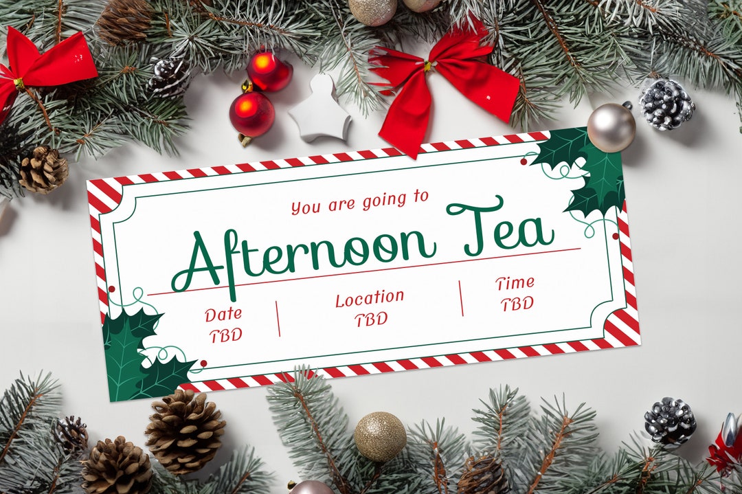 Christmas Afternoon Tea Voucher - INSTANT DOWNLOAD - EDITABLE Text ...